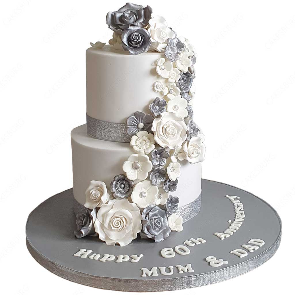 Elegant Grey/White Flower Cake